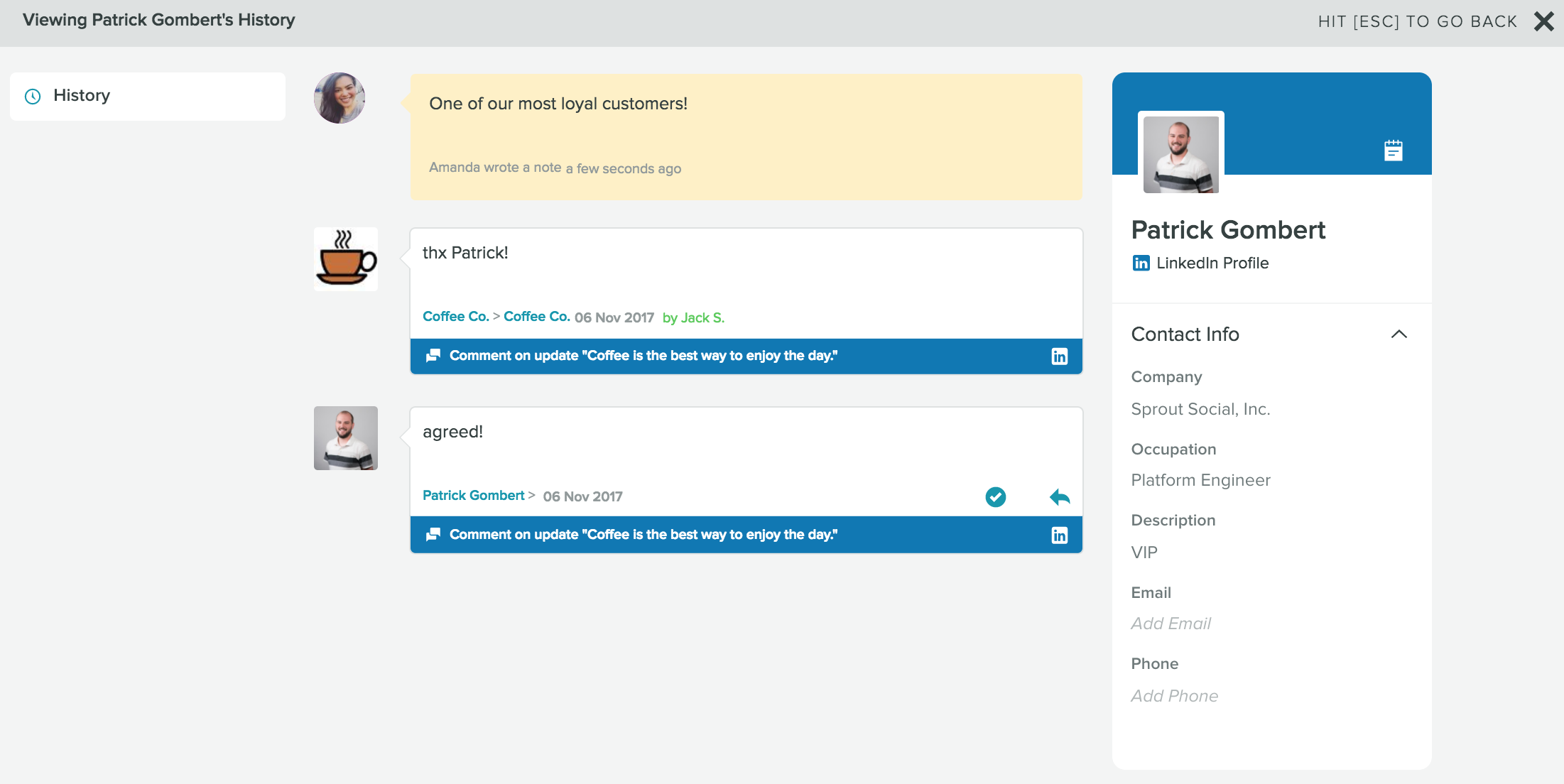 Contact Profile Views – Sprout Social Support