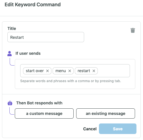 Keyword Commands in Bot Builder – Sprout Social Support