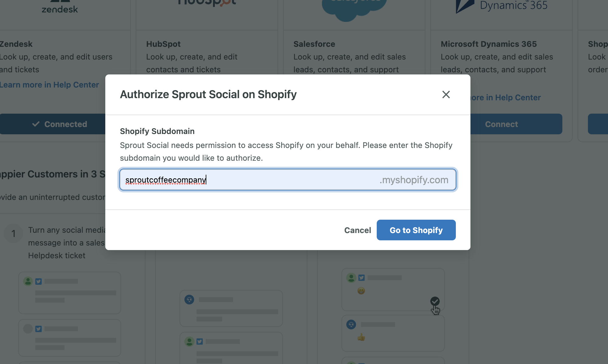 Shopify integration – Sprout Social Support